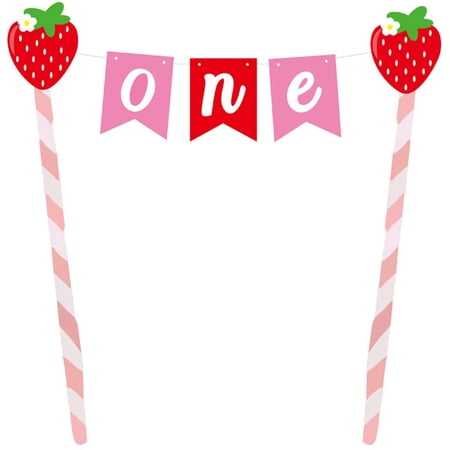 Strawberry One Cake Topper Kits Strawberry Cupcake Topper 1st Birthday ...