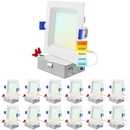 Luxrite 4 Inch Square LED Recessed Lighting, 12W, 5CCT Color Selectable ...