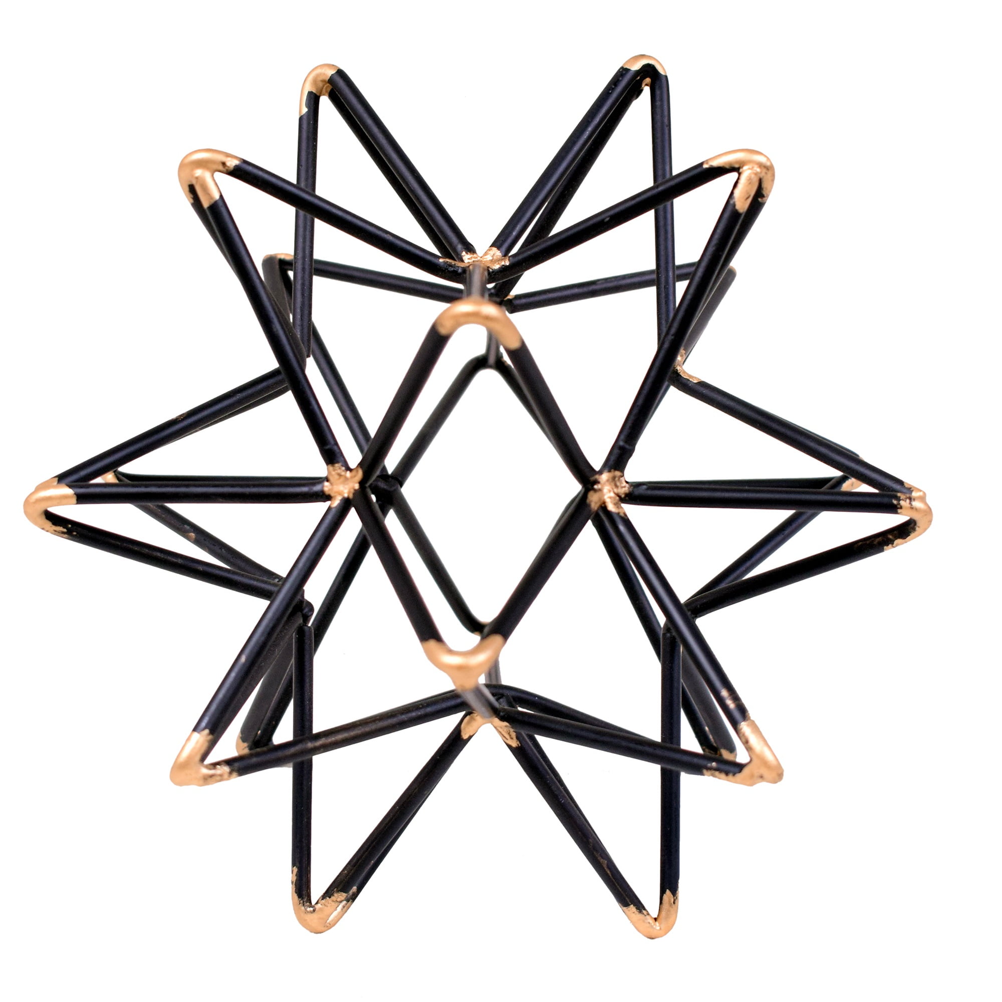 Intersecting Iron Wire Star Decor with Accented Joints, Black and Gold ...