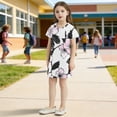 BZSMCE Short Sleeve dress Dress Casual Cotton Dresses-Pink Black Flower ...