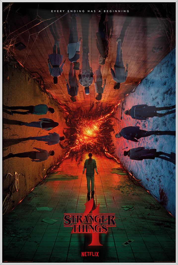 Stranger Things 4 - Framed TV Show Poster (Season 4 - Regular 1) (Size: 24 x 36") (Shiny White ...
