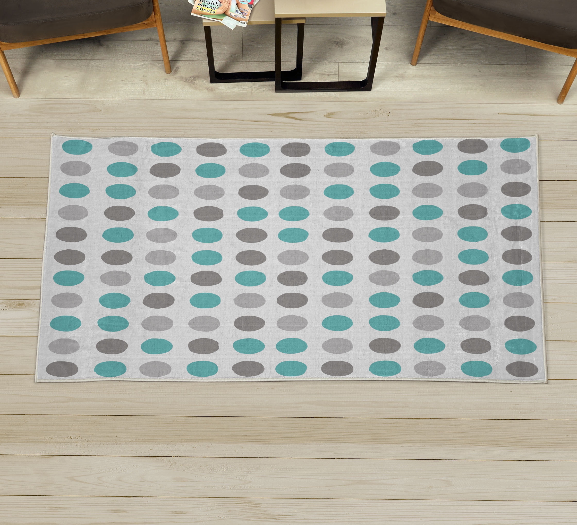 Geometric Decorative Rug, Traditional Retro Polka Dots Design European ...
