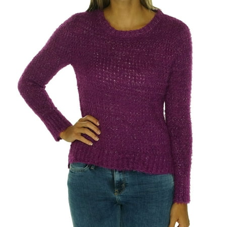Rampage - Rampage NEW Purple Small S Junior Open Knit Pullover Crewneck ...