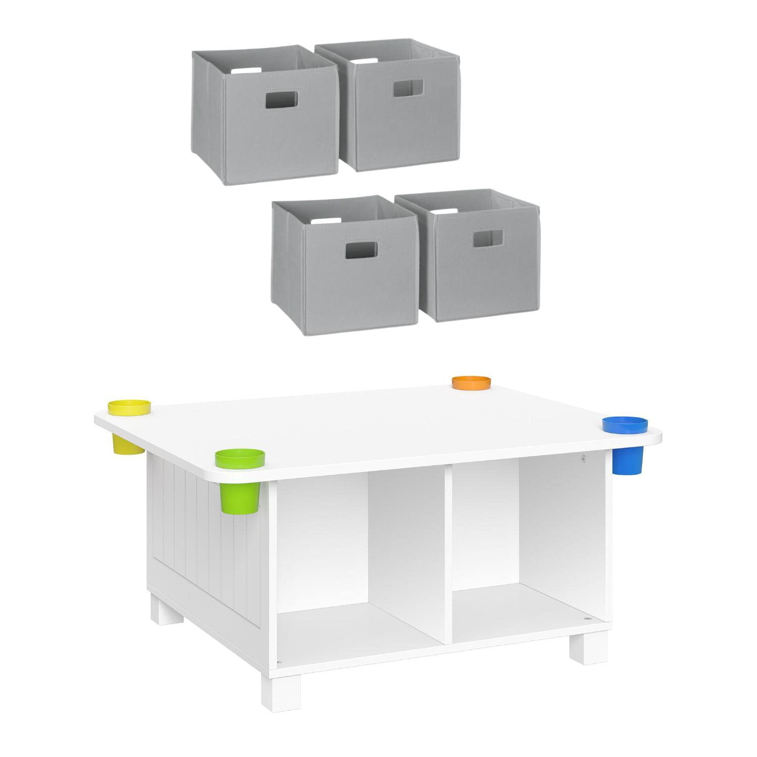 RiverRidge Kids Activity Table with Cubbies, Removable Cups and 4 Bins ...