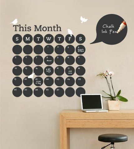 Chalkboard Daily Dot Calendar Wall Decal - Walmart.com