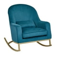 MoDRN Glam Velvet Rocking Chair with Lumbar Pillow, Teal/Satin Brass ...