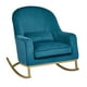MoDRN Glam Velvet Rocking Chair with Lumbar Pillow, Teal/Satin Brass ...
