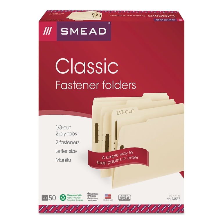 File Folders Smead SuperTab Fastener File Folder, 2 Fasteners ...