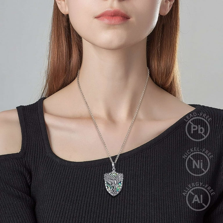 EUDORA Sterling Silver St Michael Necklace for Women Men EUDORA Sterling Silver St Michael Necklace for Women Men