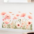 Pink Flowers Wall Stickers Plants Decals Vinyl Peel and Stick Bedroom ...