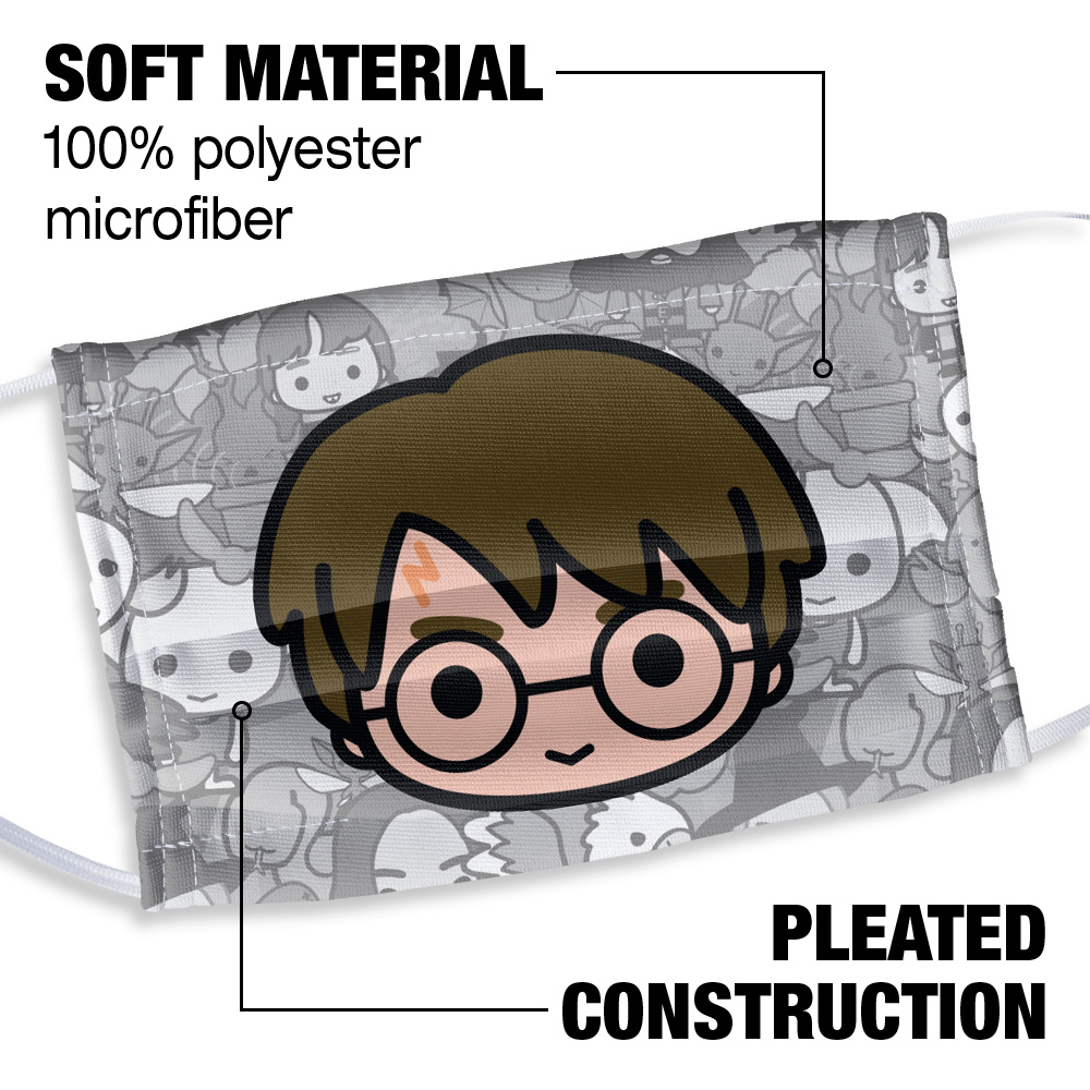 Harry Potter Harry Chibi Head 1 Ply Reusable Face Mask Covering Kids Harry Potter Harry Chibi Head 1 Ply Reusable Face Mask Covering Kids