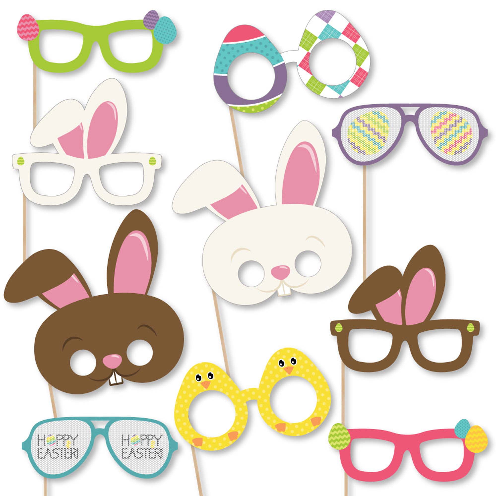 Big Dot of Happiness Hippity Hoppity Glasses & Masks - Paper Card Stock ...