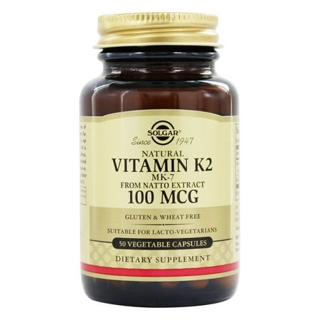 Solgar Natural Vitamin K2 MK7 From Natto Extract 100 mcg, 50 Vegetarian ...