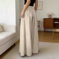 Cutuoiiu Women's Casual High Waist Wide Leg Pants Solid Color Cotton ...