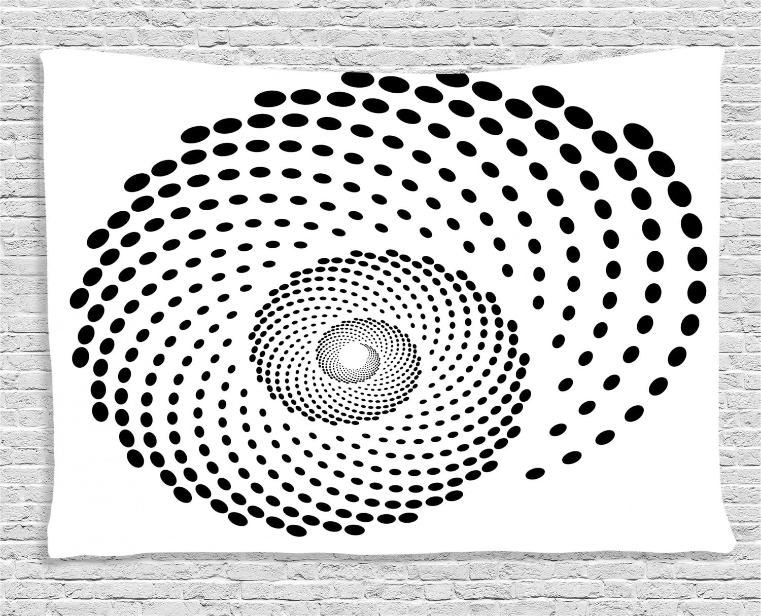 Spires Decor Tapestry, Minimalist Spiral Shape Dotted Monochrome ...