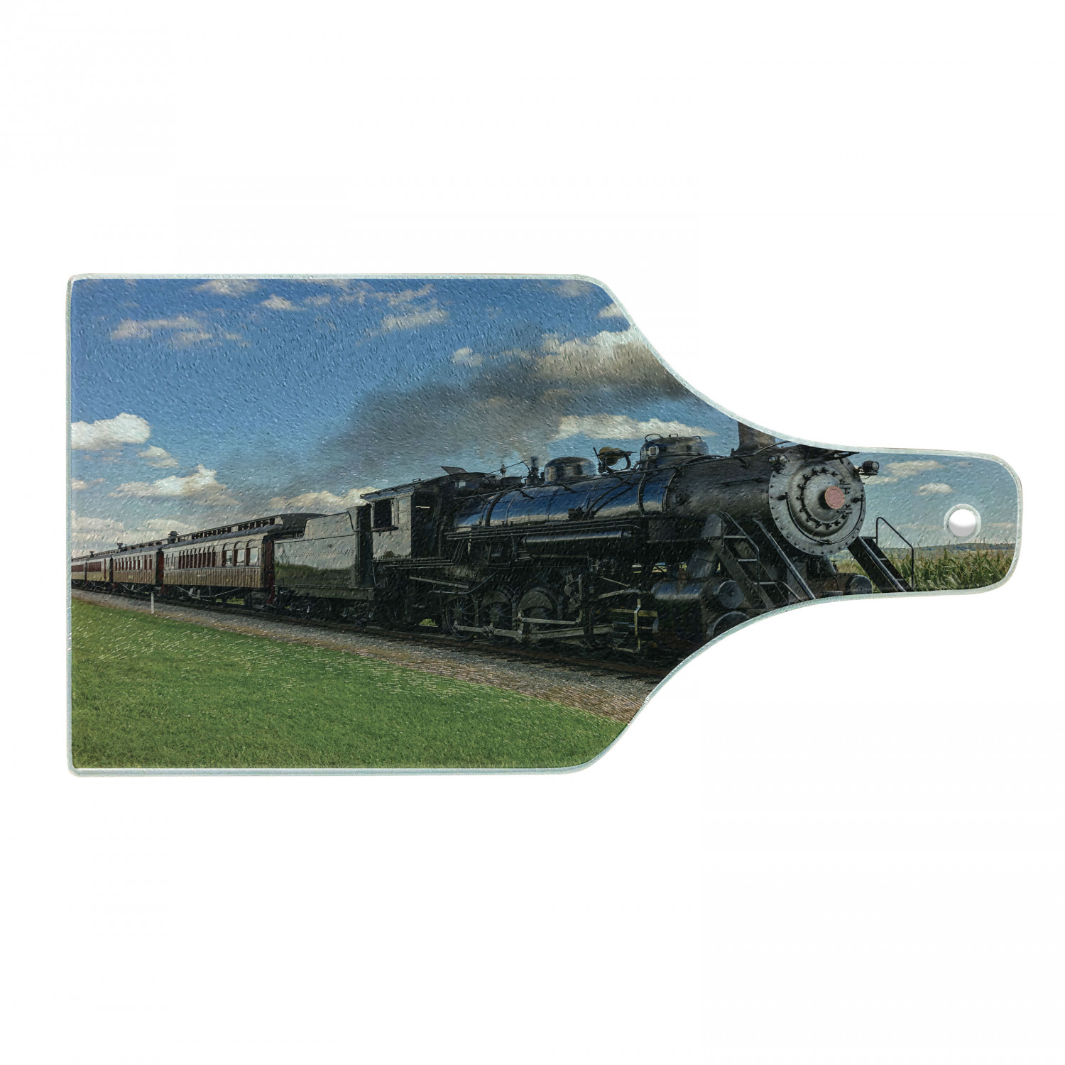 Steam Engine Cutting Board, Vintage Locomotive in Countryside Scenery ...