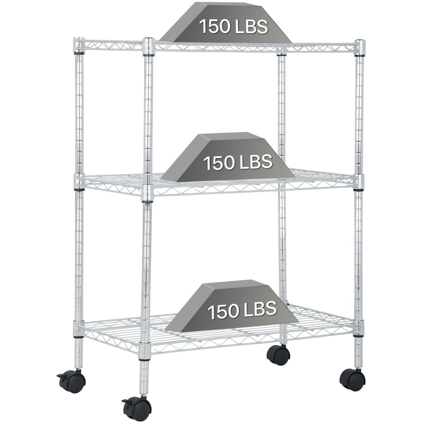 NiamVelo 3-Tier Wire Shelving Unit, NSF Metal Storage Shelves ...