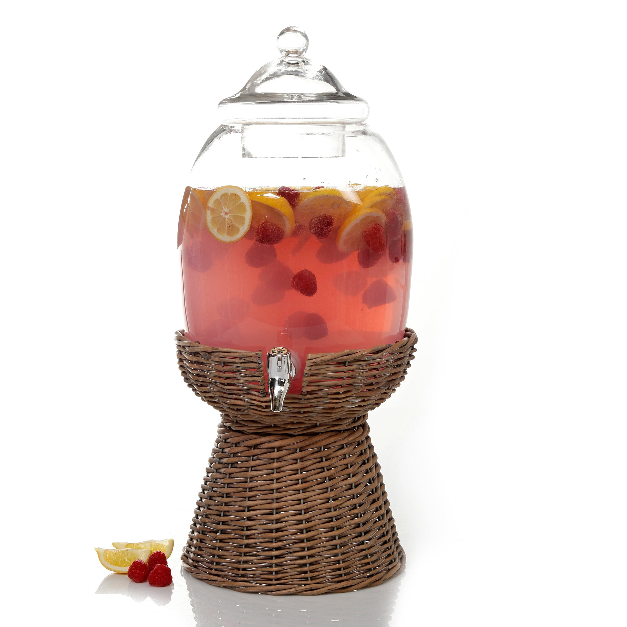Gibson Home Ninove 2.1 gal Glass Drink Dispenser with Basket Base ...
