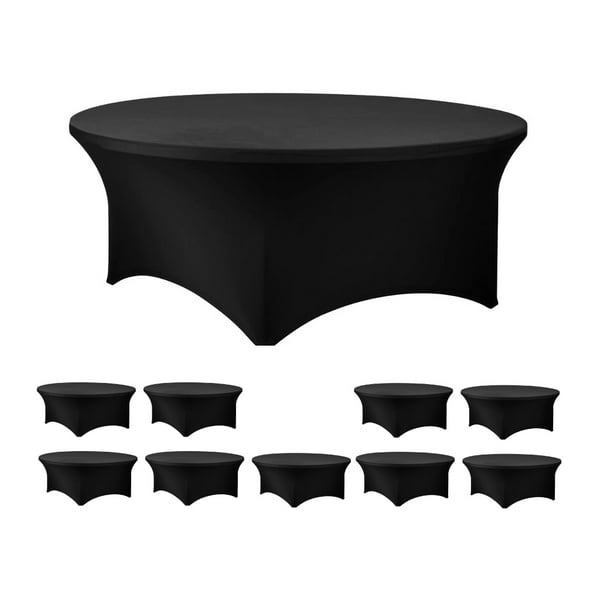 10 Pack Case Black 72 Inch Round (6 ft Diameter) Stretch Fitted Spandex ...
