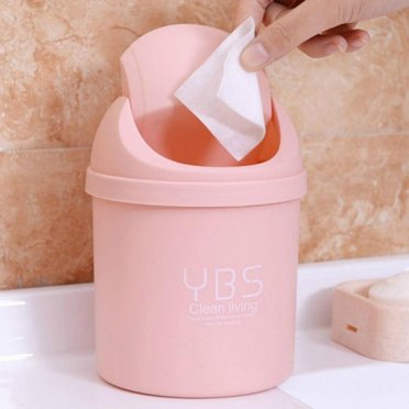 Walbest Desktop Mini Cute Trash Can with Swing Lid, Space Saving PP ...