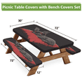 ADECORIVY Cool Rabbit Black Picnic Table Cover with Bench Covers ...