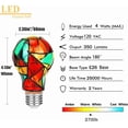 A19/A60 Stained Glass LED Light Bulb 4 Watts E26 Base Colored Colorful ...