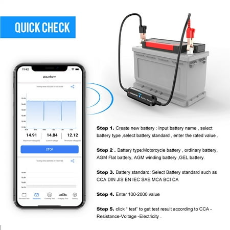 BK100 Car Battery 12V Starting Testing Checker Diagnosis Electronic ...