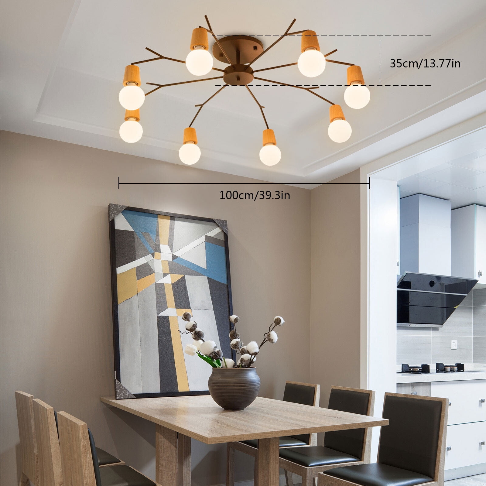 Miumaeov Industrial Sputnik Chandelier Light Fixture 8-Light Metal Semi ...