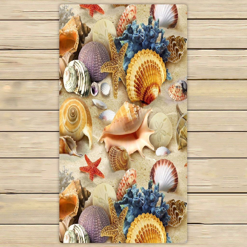 GCKG Underwater World Sea Animal Starfish Seashells Towels,Beach Bath ...