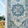 Abstract Boho Window Privacy Film Vintage Blue Beige Botanical Texture ...