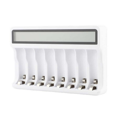AA/AAA Battery Charger Portable LCD 8 Slot USB Adapter Interface Fast ...