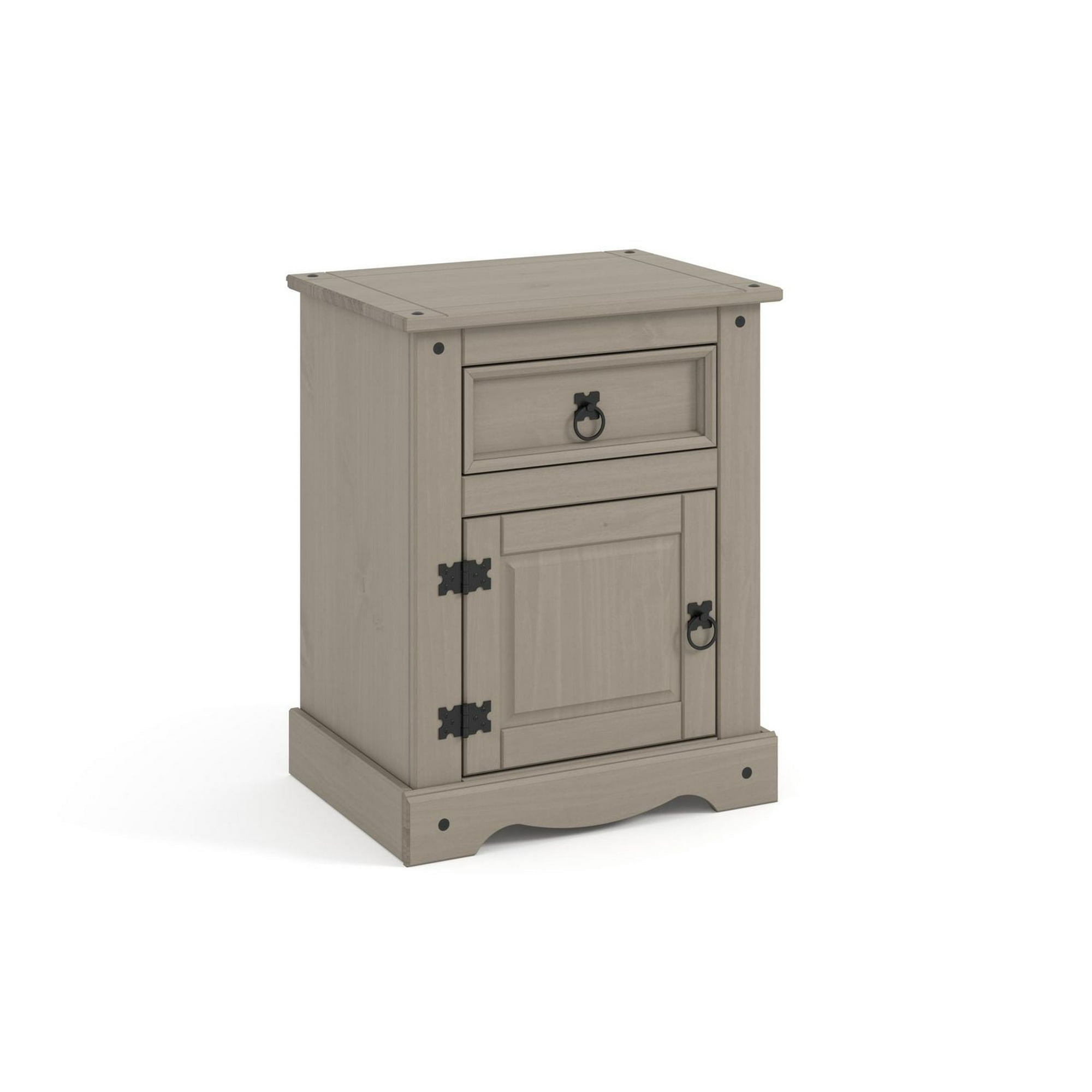 Click here for Grey Solid Wood Nightstand With 1 Drawer And 1 Doo... prices