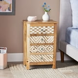 GDF Studio Nahanni Boho Handmade Mango Wood 4 Drawer Nightstand ...