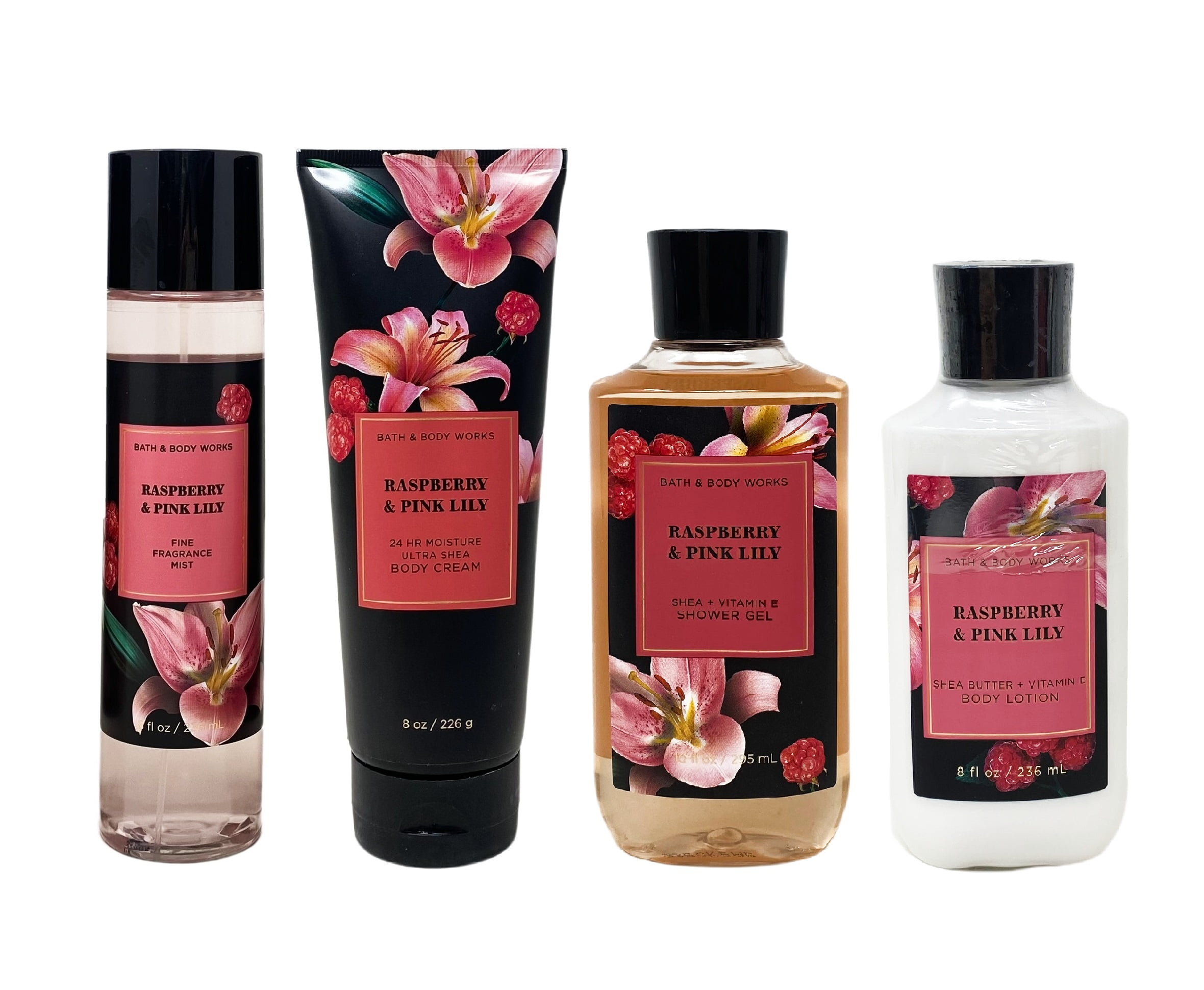 Bath and Body Works Raspberry & Pink Lily Deluxe Value Pack - Fragrance ...