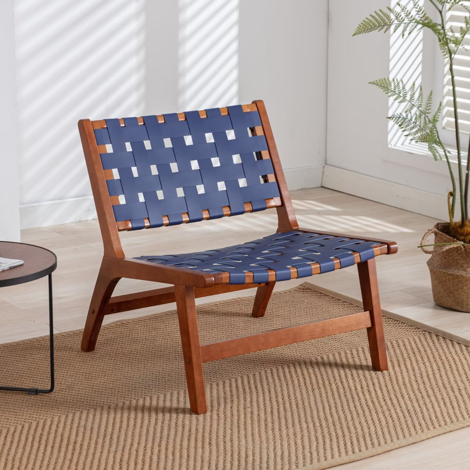 Accent Chair, Modern Solid Wood Frame Lounge Chair with Inclined Legs ...