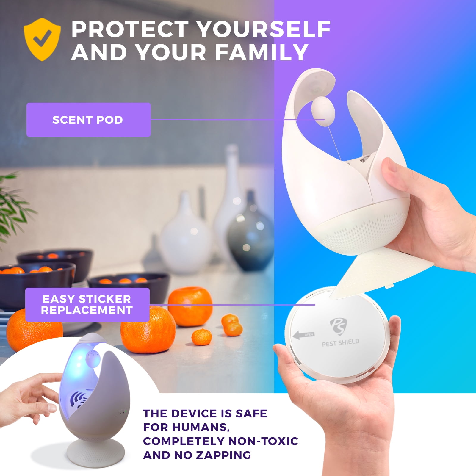 PS PEST SHIELD Gnat Trap for House – Mosquito Trap with Scent Pod – Fly ...