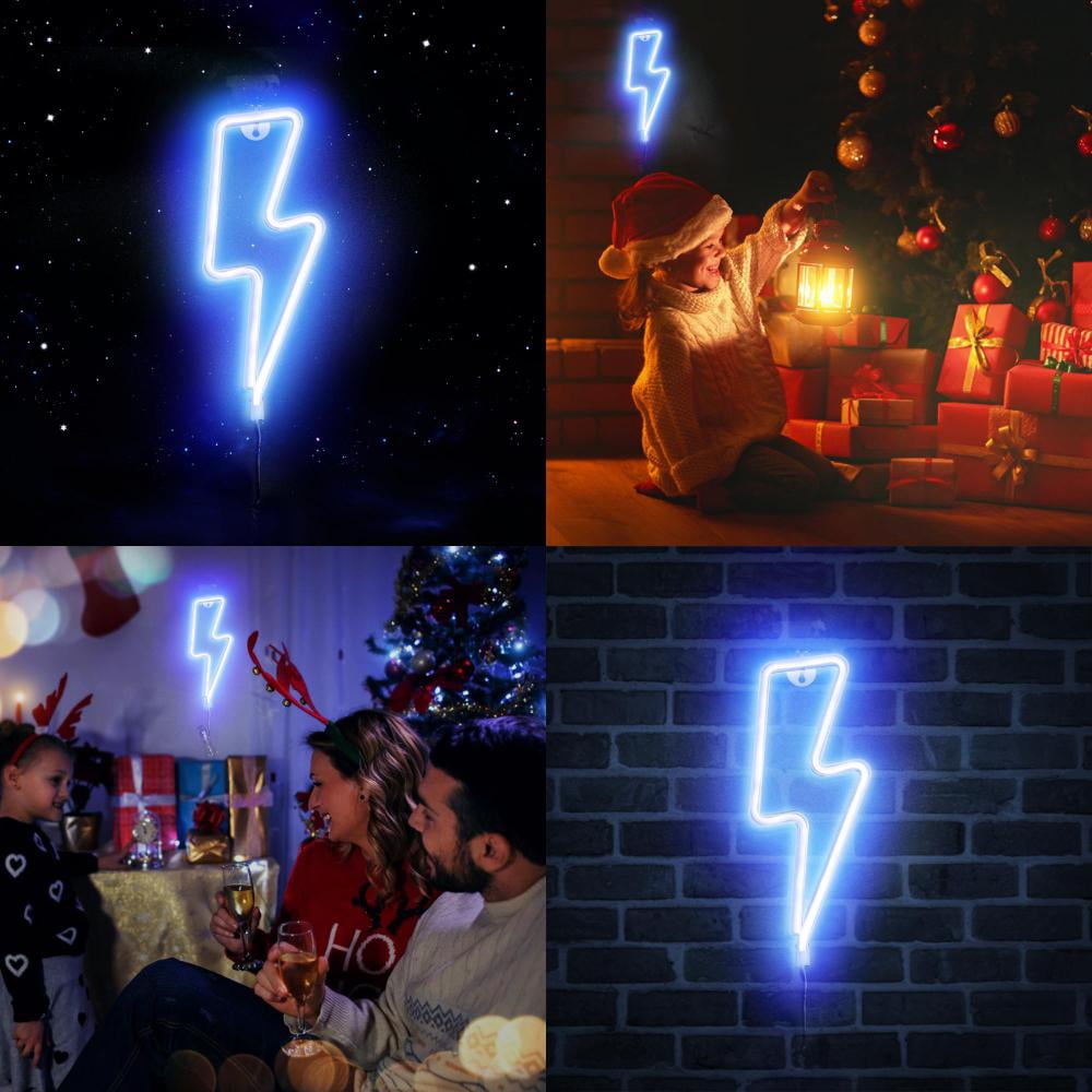 4 Pack Neon Sign,Blue Lightning Bolt Neon Signs USB/Battery Powered LED ...