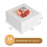 TINANA Cake Boxes with Window 24 PCS, 10x10x5 Inch White Bakery Boxes ...