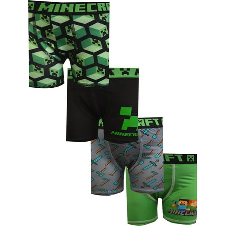 BioWorld Merchandising Boys Minecraft Creeper 4 Pack Boxer Slips (6 ...