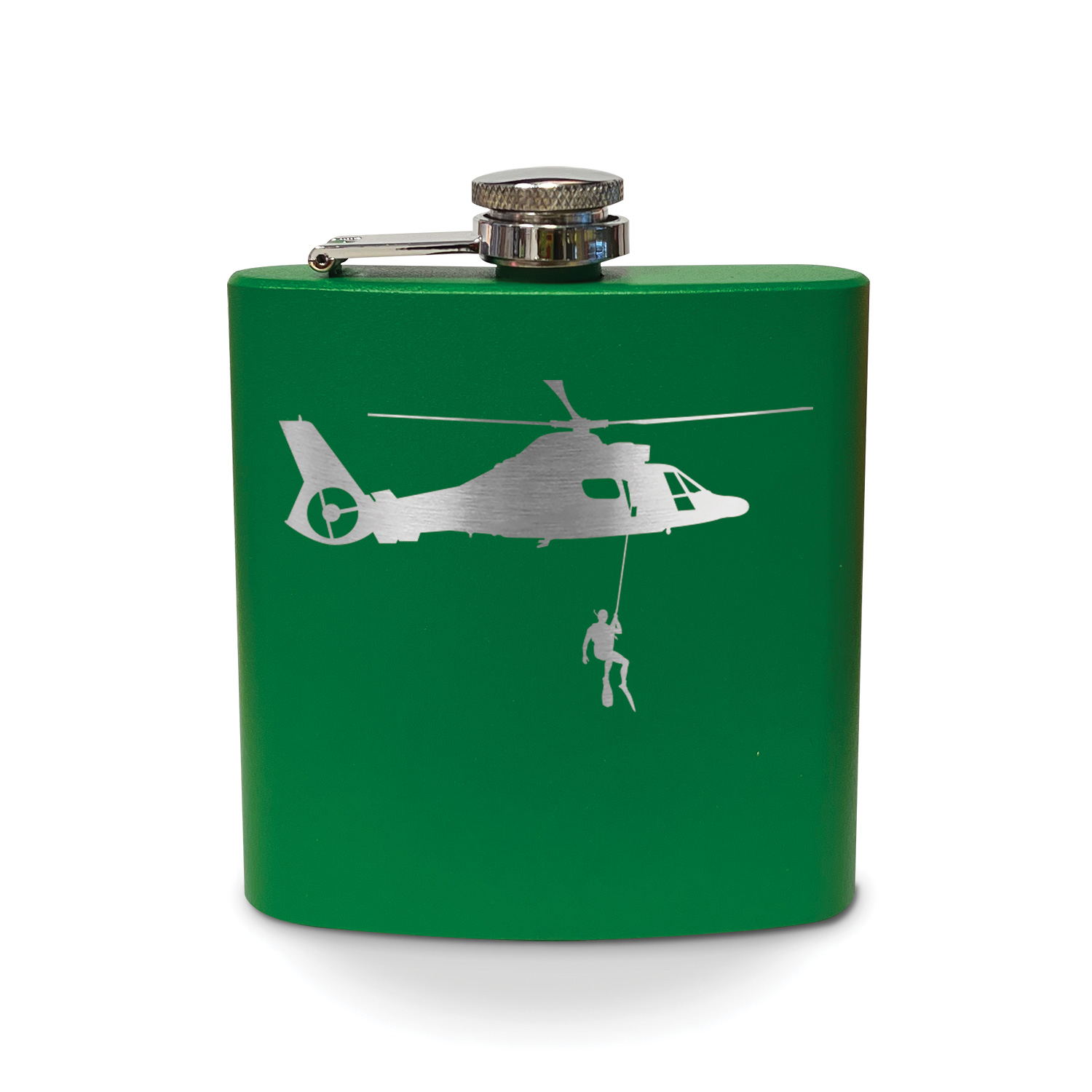 MH-65 w/ Rescue Swimmer Flask 6 oz - Laser Engraved - Stainless Steel ...