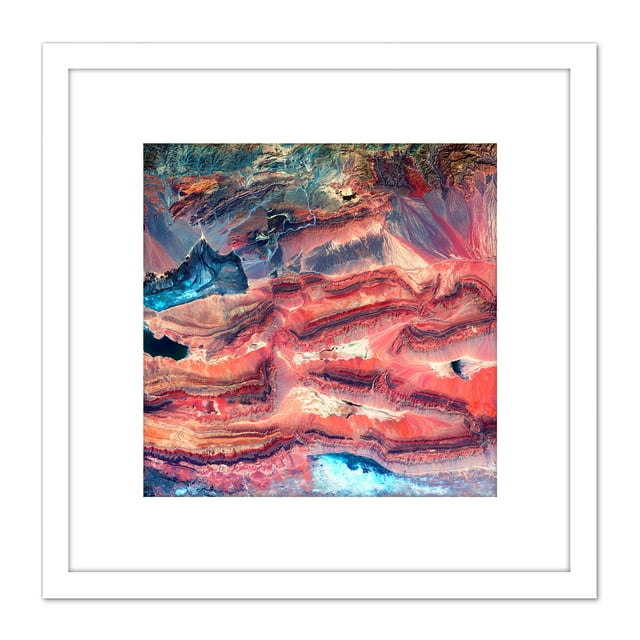 Abstract Layers Mountain Ridges 8X8 Inch Square Wooden Framed Wall Art ...