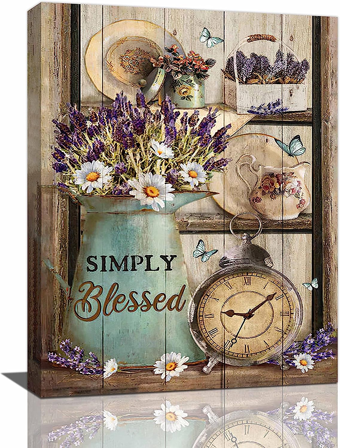 Farmhouse Kitchen Wall Art Rustic Lavender Daisy Flower Pictures Wall ...