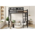 Full Size Metal Loft Bed with Ladder, Storage Shelves & Study Desk for ...