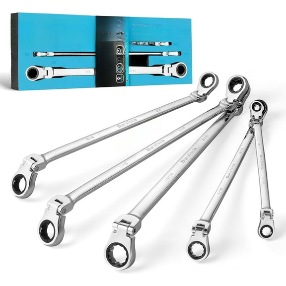 Extra Long Ratcheting Wrench Set, 8-22MM Double Box End, 9-Piece Metric ...