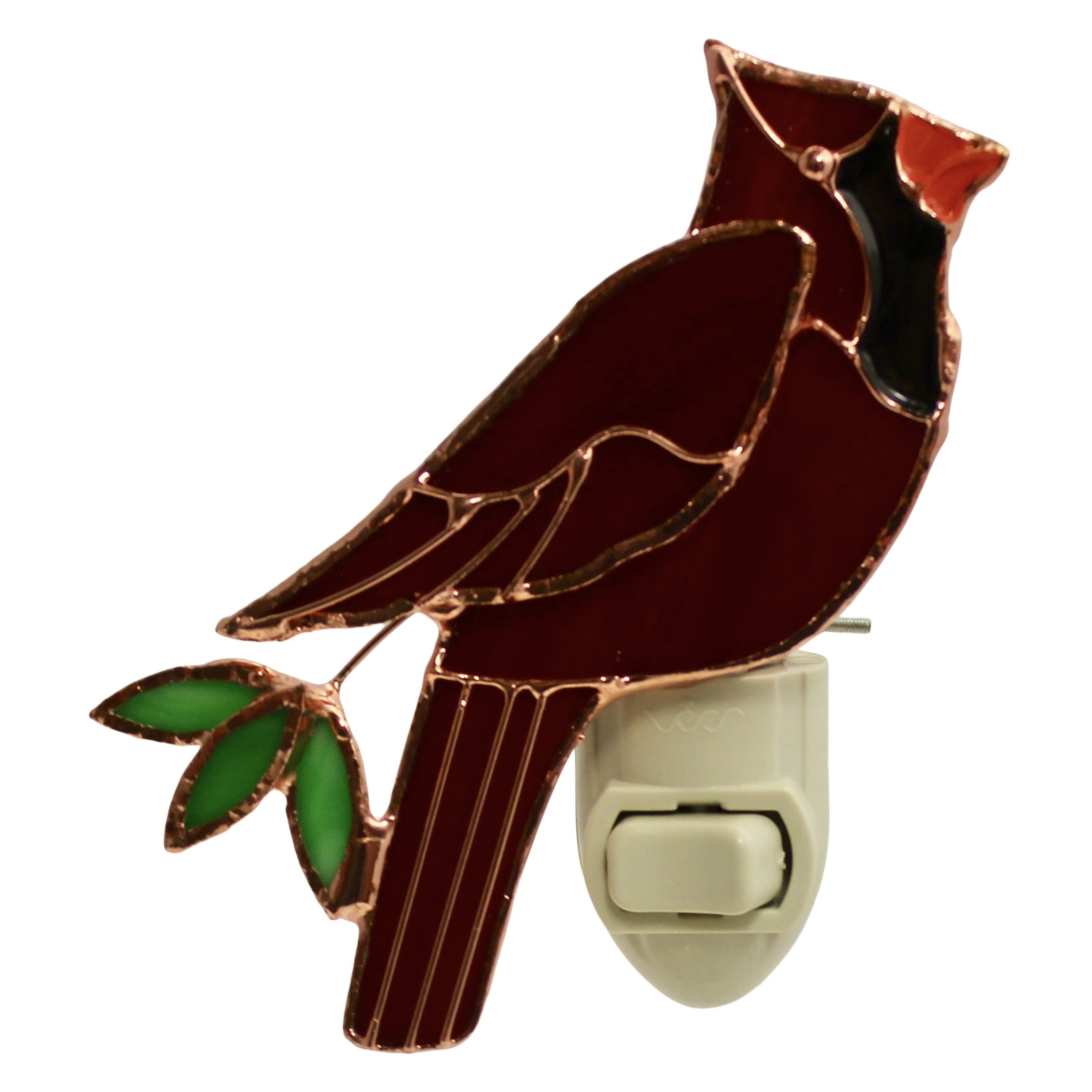 Gift Essentials Cardinal Night Light Red Stained Glass Nightlight ...