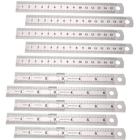 RAYNAG 6 Inch Stainless Steel Ruler 10 Pcs Metal Rule Kit with ...