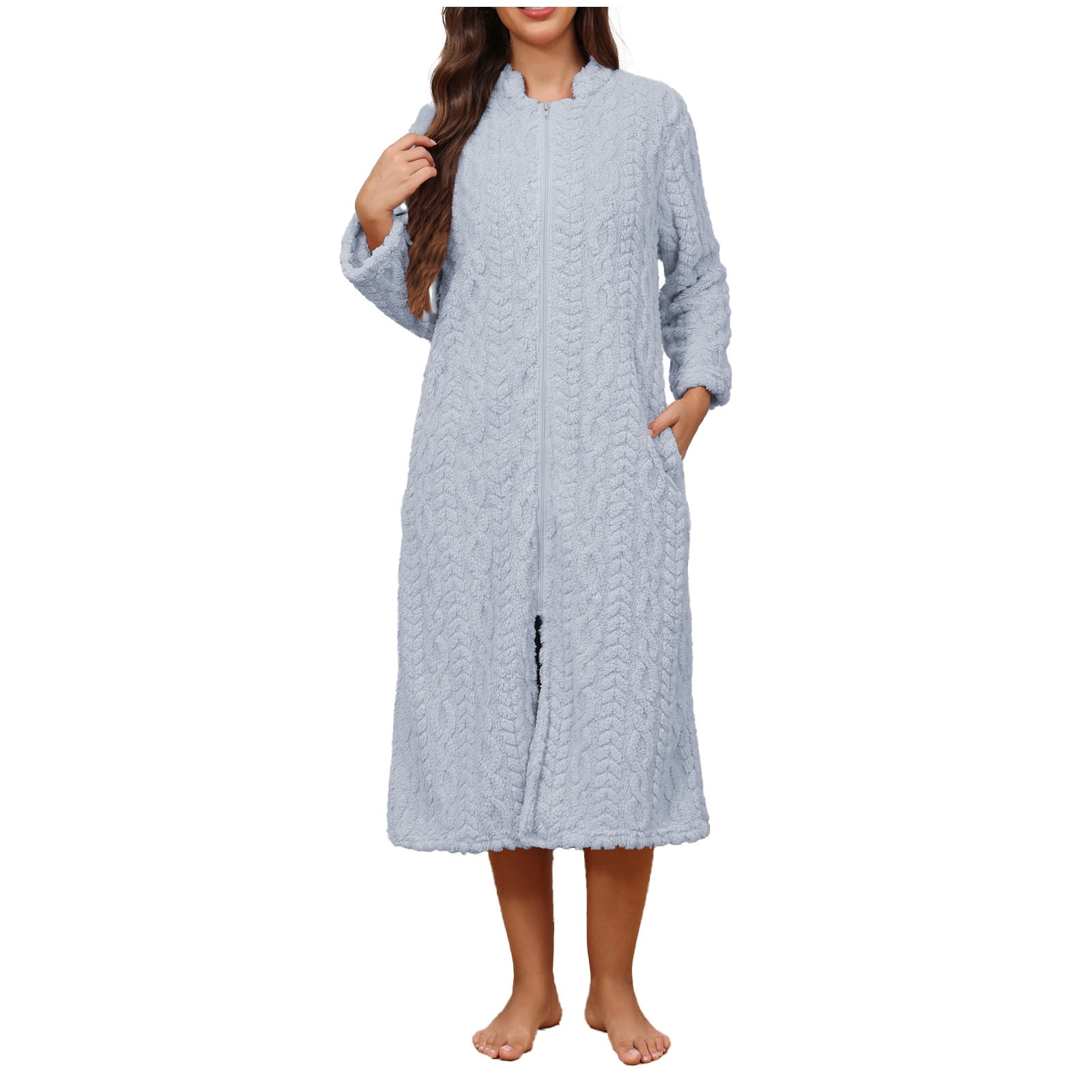 Click here for Frsasu Womens Zip Up Robe Fleece Bathrobe Long Zip... prices