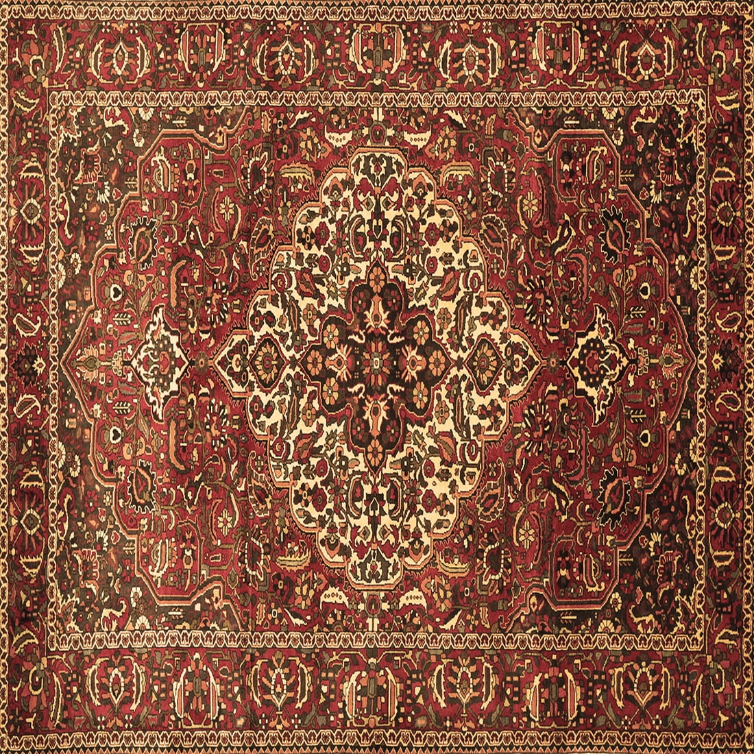 Ahgly Company Indoor Square Persian Brown Traditional Area Rugs, 5 ...