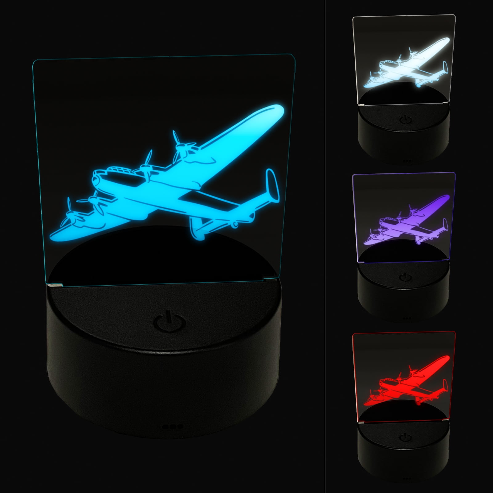 Military Bomber Plane LED Night Light Sign 3D Illusion Desk Nightstand ...