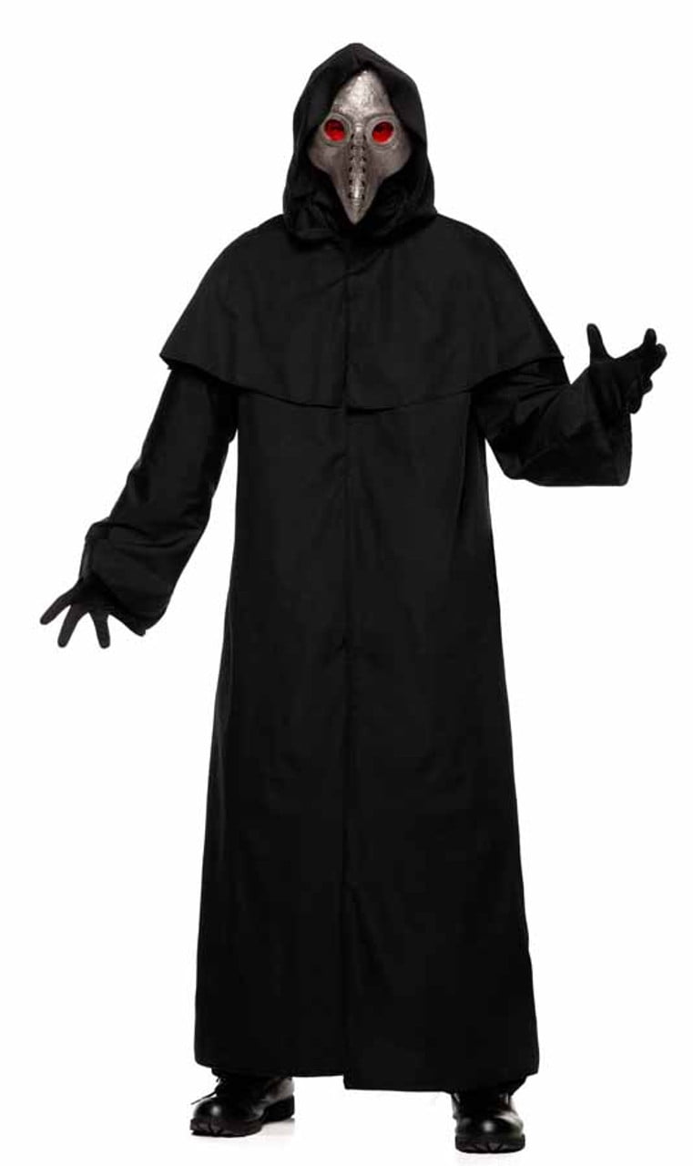 Black Horror Hooded Robe Medieval Adult Men's Halloween Costume One ...